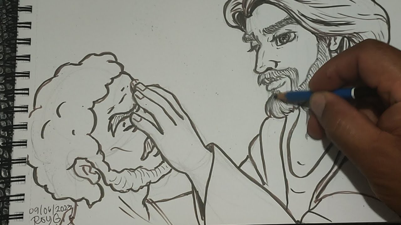 How to draw Jesus Healing the Blind from Superbook - ( (Part-2 ) ️ ️ ...