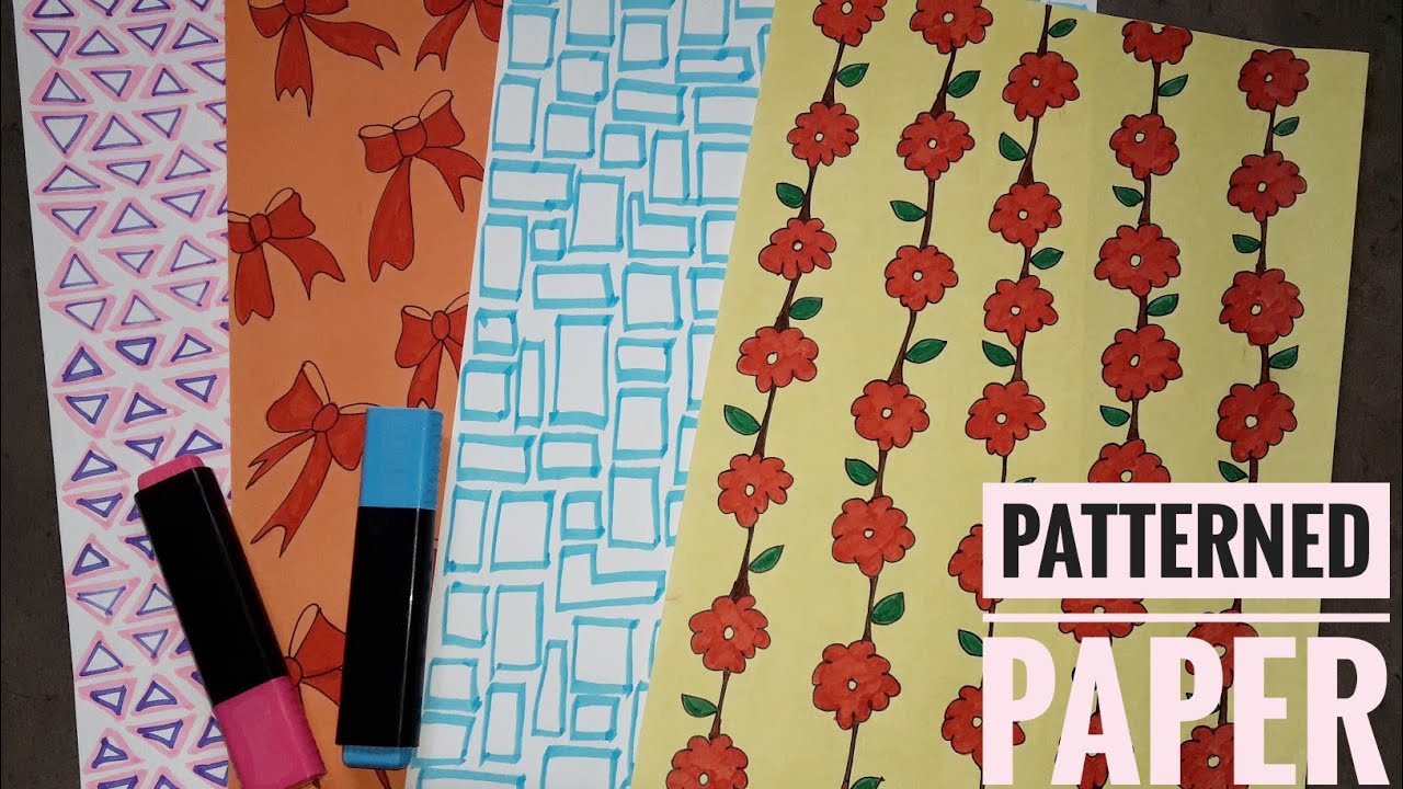 How to make Patterned paper| create your own pattern paper| 4 DIY ...