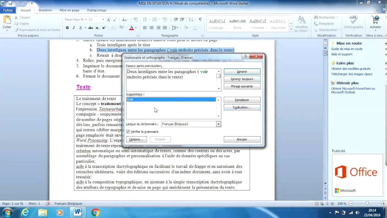 Vérifier l'orthographe sur un document Word - YouTube