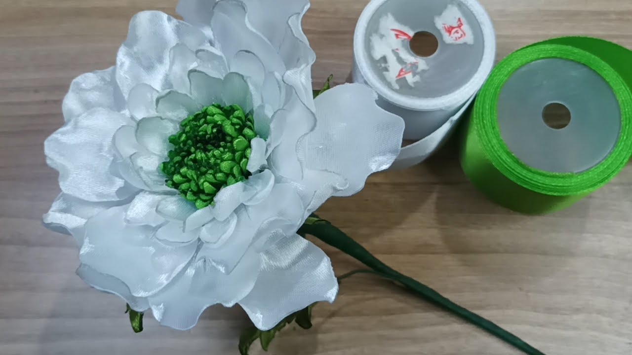 DIY Peony Flower Satin Ribbon: how to make pretty Peon Flower - YouTube