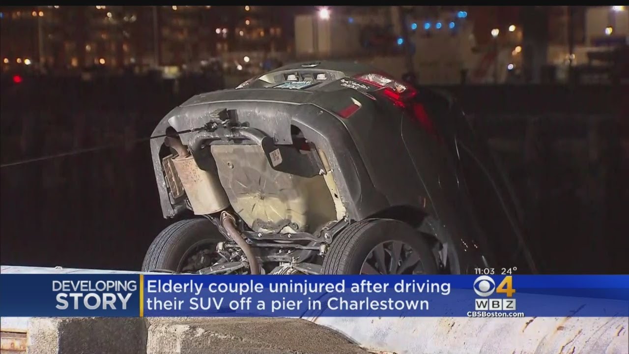 Elderly Couple Uninjured After Driving Car Off Pier - YouTube