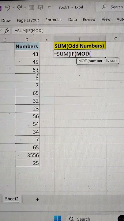 Find The SUM Of All Odd Numbers In Excel 💯 | Useful Excel Functions 🔥 #shorts #exceltips # ...