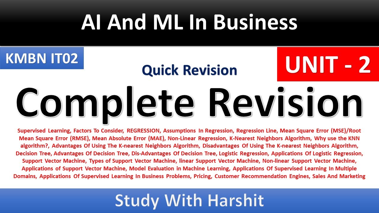 Unit - 2 AI And ML For Business | MBA 3 Semister | AKTU | KMBN IT02 ...