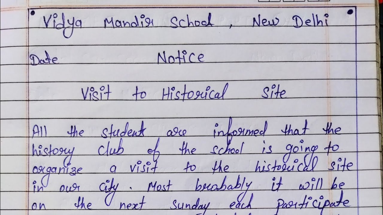 Write Notice On Visit To Historical Sites ll Visit To Historical Site ...