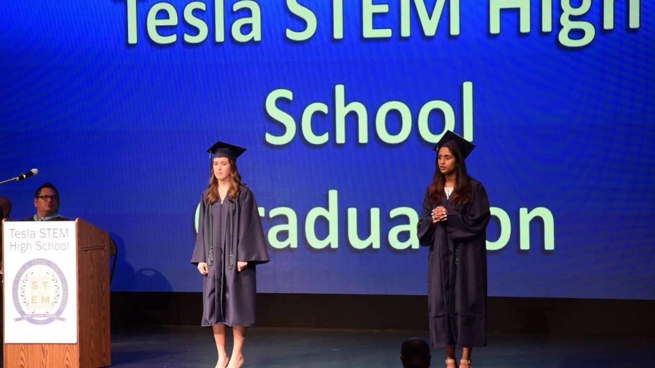 Tesla STEM Graduation 6.10.16 - Miranda Pehrson and Sonia Murthy - YouTube