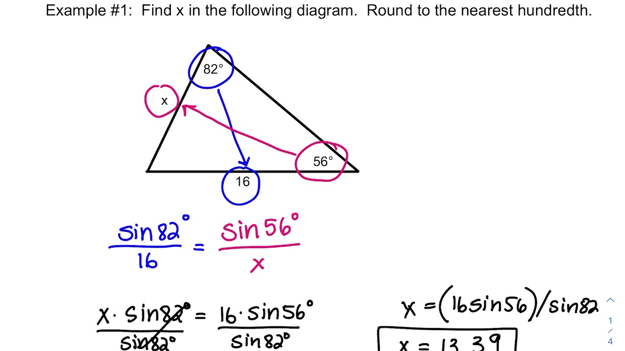 AAlg2 Law Of Sines Examples 1 2 3 YouTube