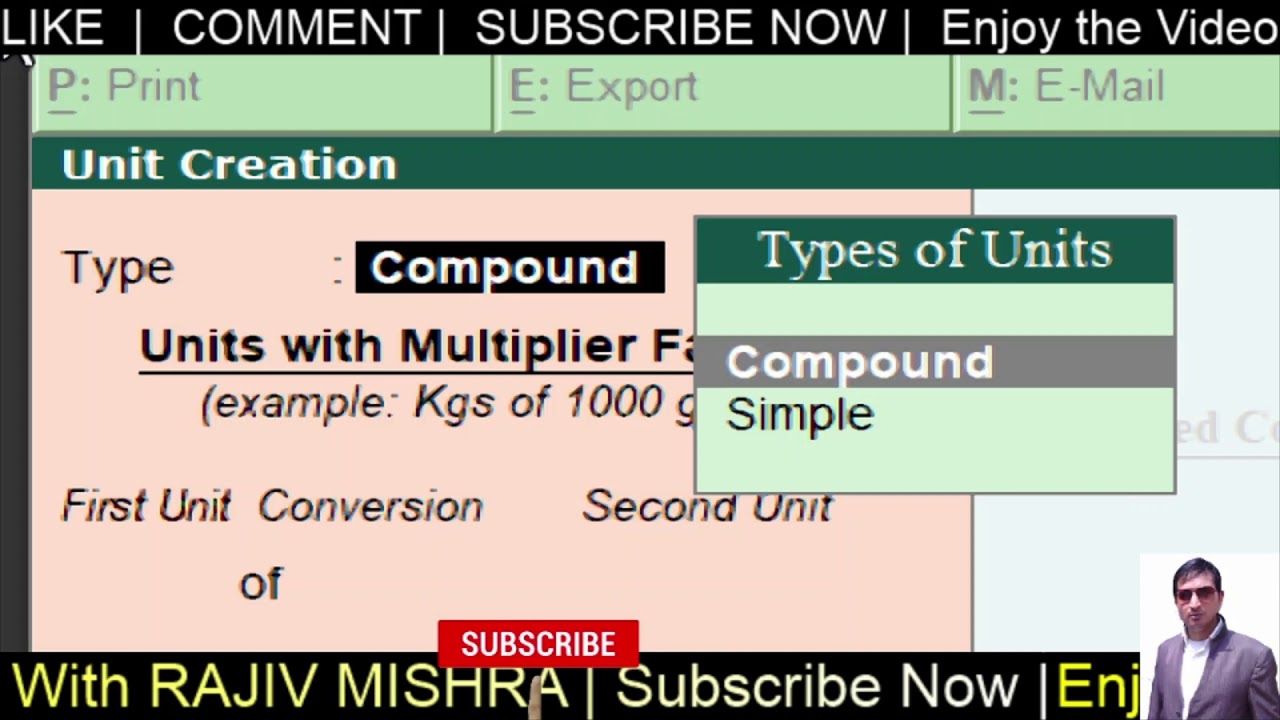 Units Compound units in Tally ERP9 | Tally Chapter 28 - YouTube