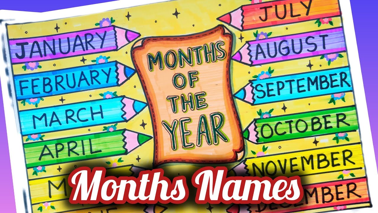 Months of the Year Chart | 12 Months of Year Drawing | Months Name ...