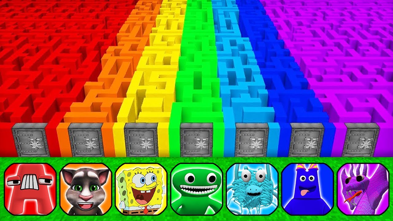 FIND IN THE MAZE SPONGE BOB BAN BAN 3 ALPHABET LORE IN MINECRAFT - YouTube
