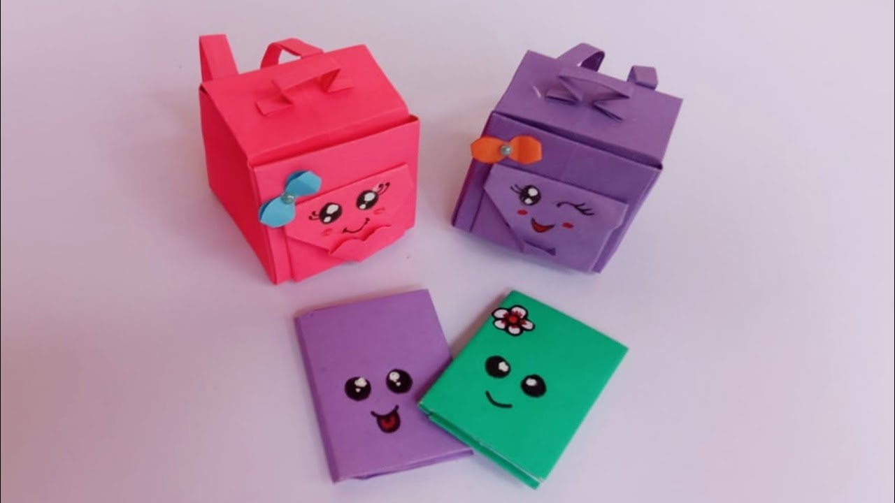 How to Make Paper School Bag | Origami Paper School Bag | DIY Paper ...