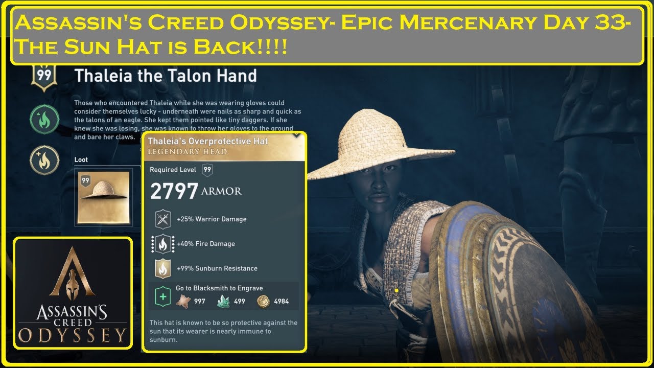 Assassin's Creed Odyssey - Epic Mercenary Day 33: The Sun Hat is Back ...