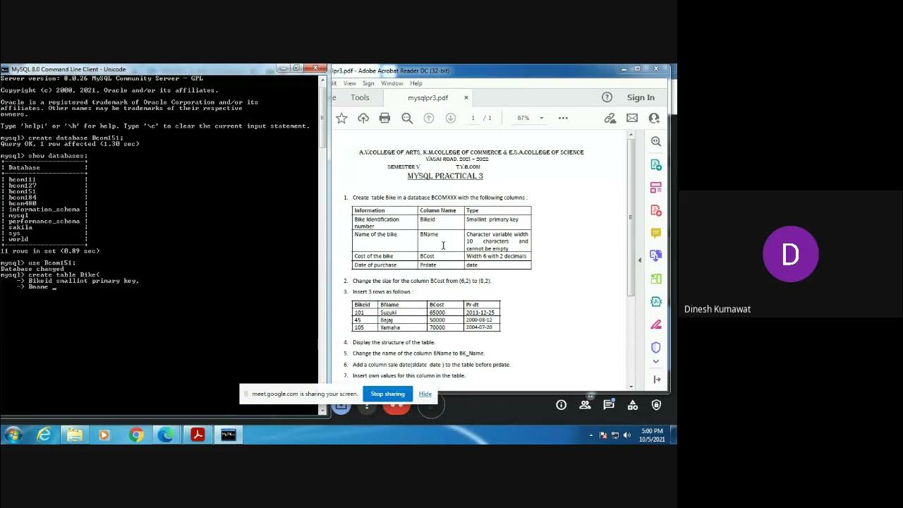 TYBCOM # SEM 5 # MYSQL # PRACTICAL NO. 3 By Dinesh Kumawat - YouTube