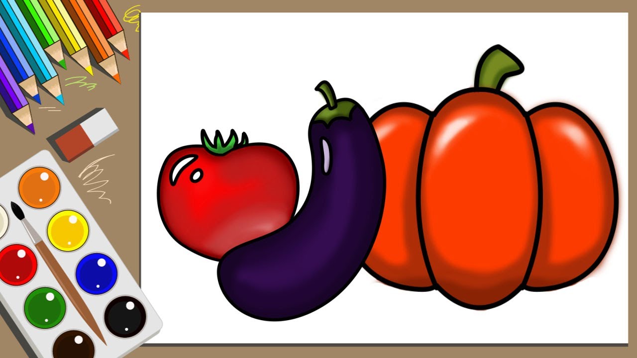 Как нарисовать овощи Мультик раскраска How To Draw Vegetables
