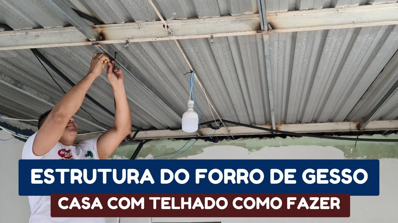 COMO FAZER A ESTRUTURA DO FORRO DE GESSO EM CASA COM TELHADO PARTE 01 ...