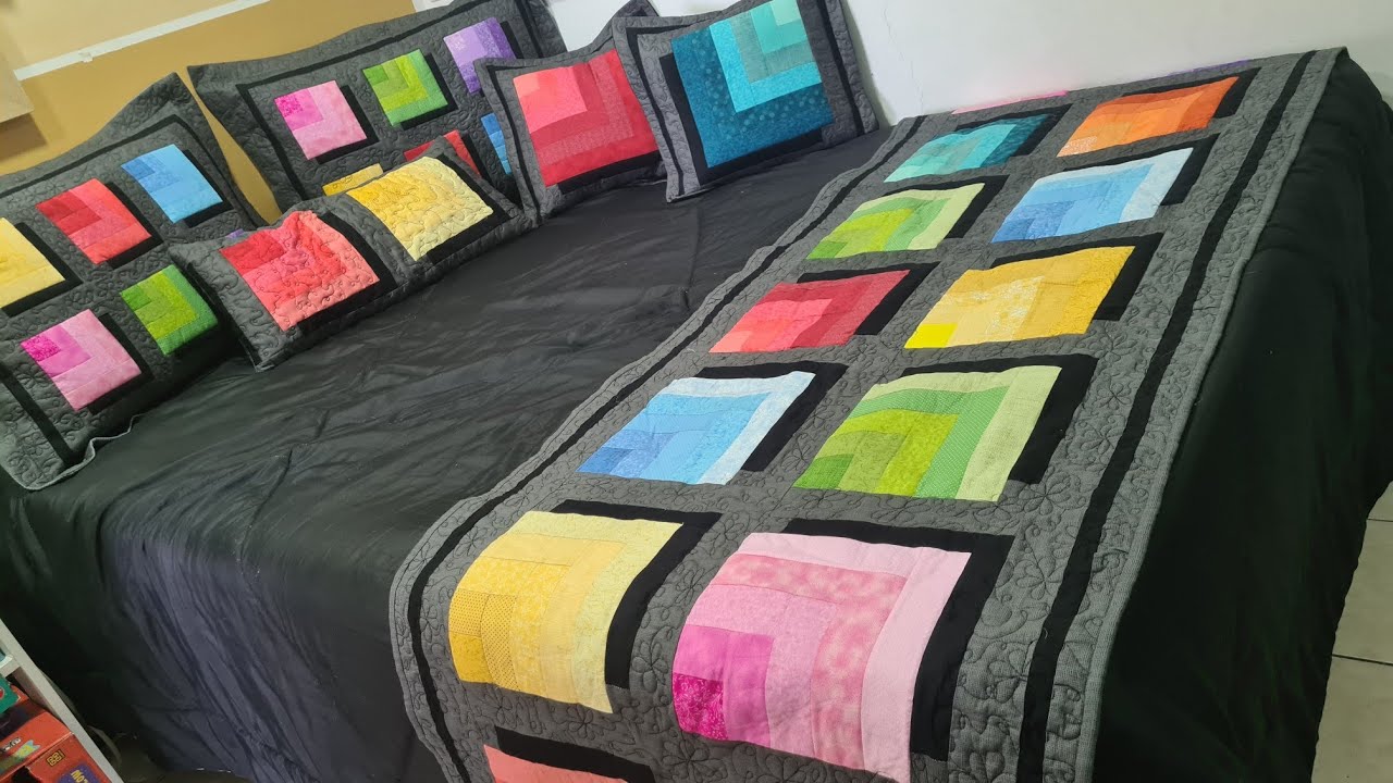 Um bloco de patchwork simples e o resultado maravilhoso. Almofada, peseira e fronha!!! - YouTube