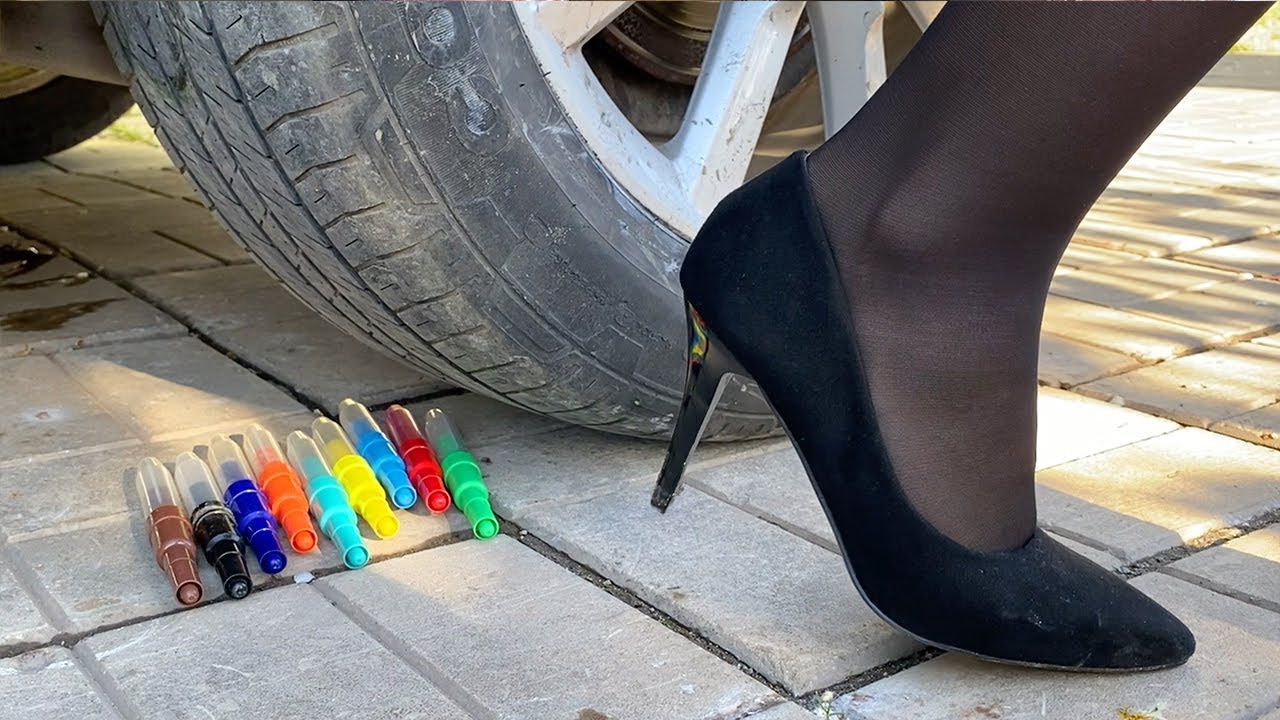 car stuck girl - girl crush car vs crushing things with car - YouTube