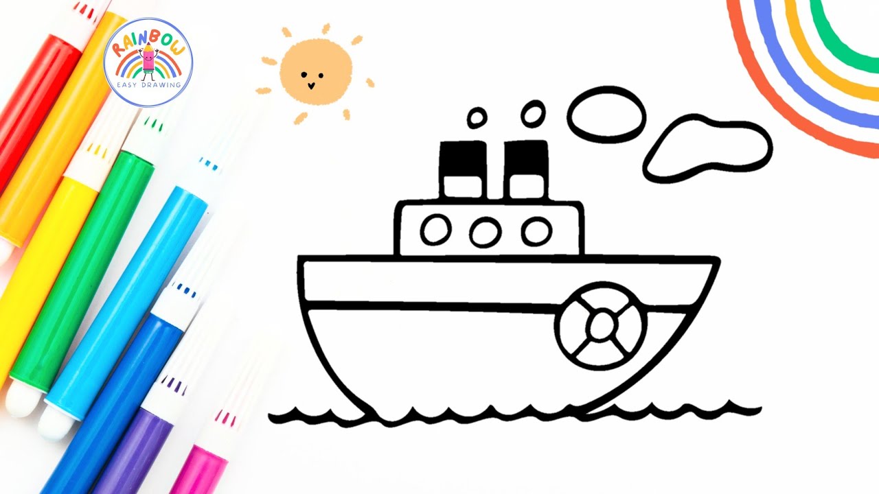 How to Draw a Ship Easy Step by Step | Easy Ship Drawing and Coloring 🛥 ...