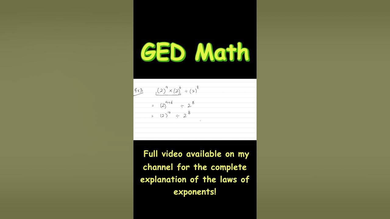 Solving the question using the laws of exponents in minutes! #ged # ...