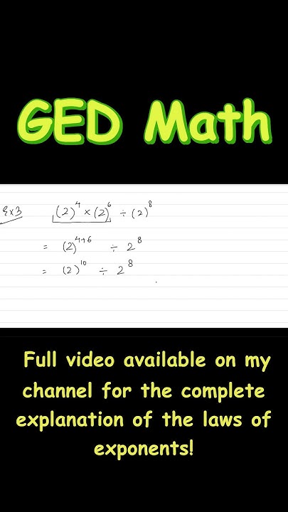 Solving the question using the laws of exponents in minutes! #ged # ...