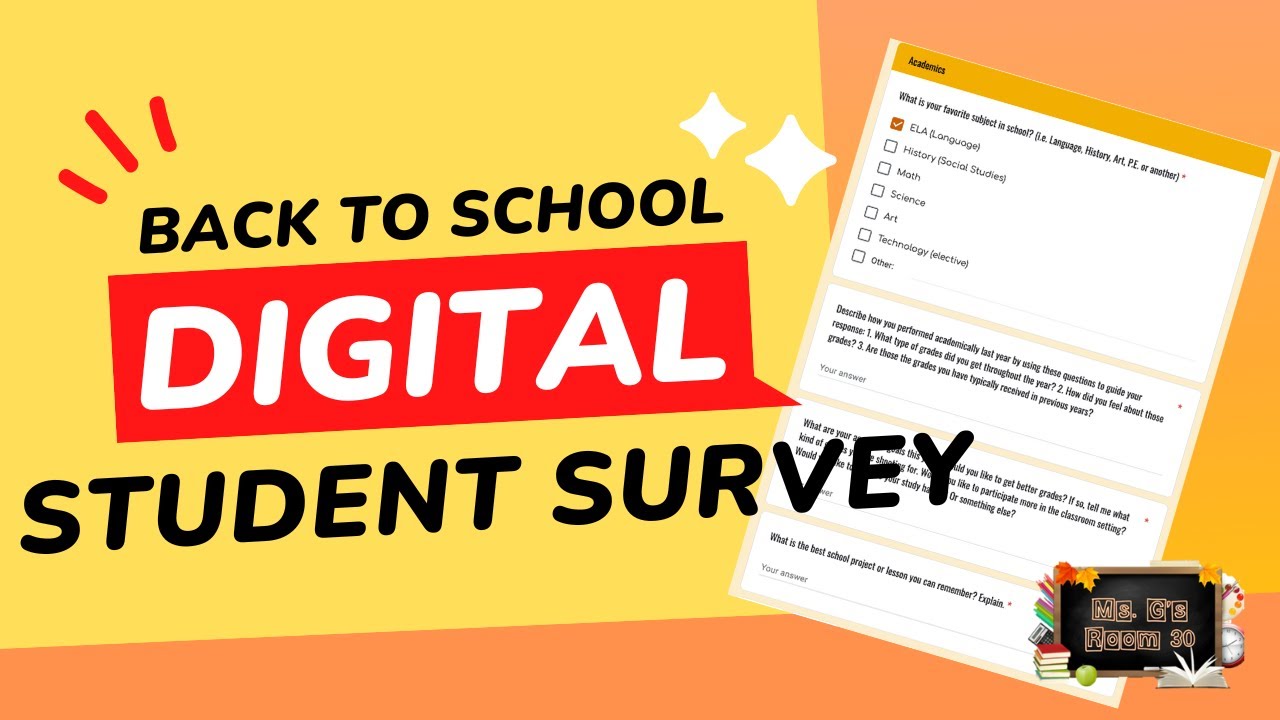 Back To School DIGITAL Student Survey | Preview | Classroom Resource ...