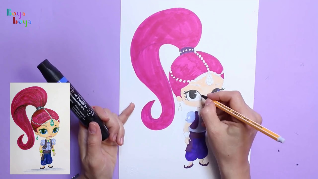 Shimmer and Shine Drawing Coloring How to Draw and Color Kids - YouTube