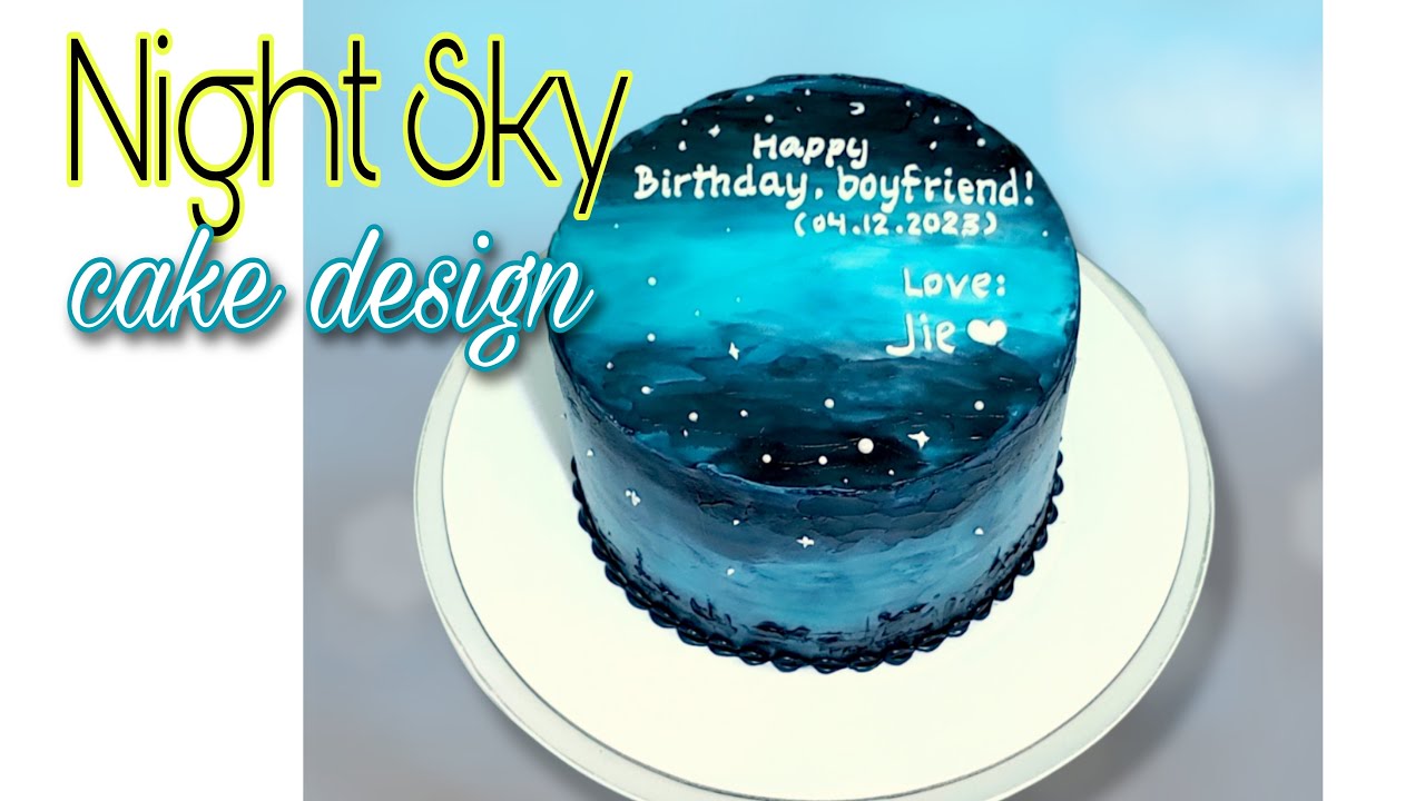 Night sky Cake design (shade of black and tortoise palette) - YouTube