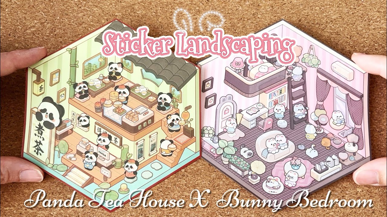 Put together a sticker scene with me! ASMR | Panda Tea House and Bunny ...