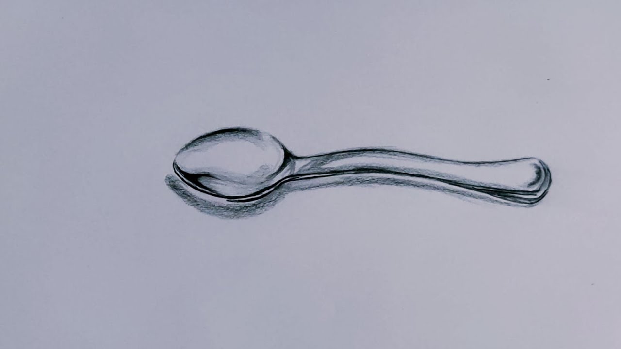 How to draw spoon in 3D shading - YouTube