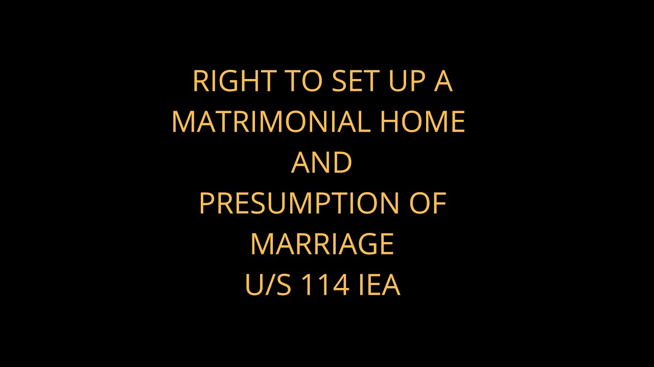 HINDU LAW LECTURE 6 - RIGHT TO SET UP A MATRIMONIAL HOME - YouTube