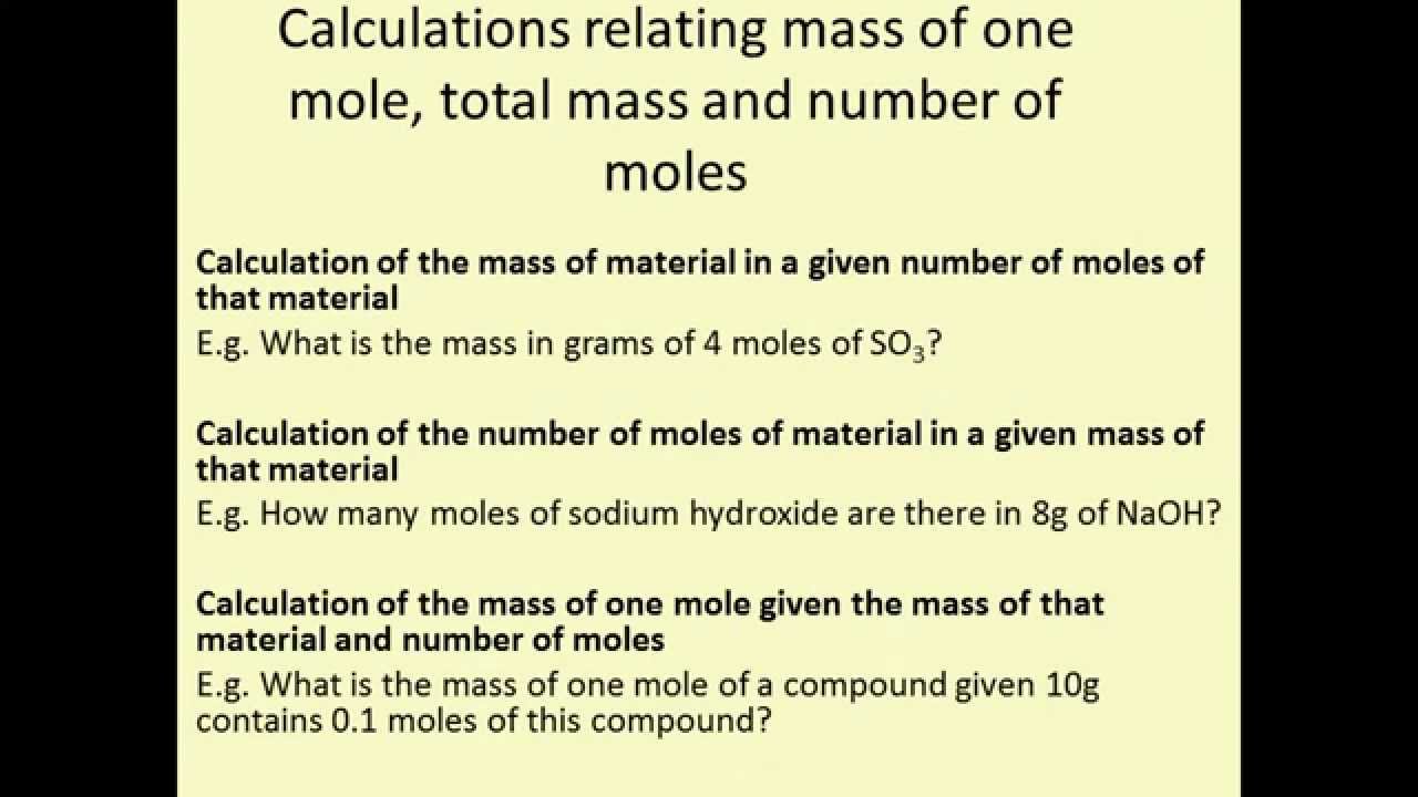 Mole calculations for solids - YouTube