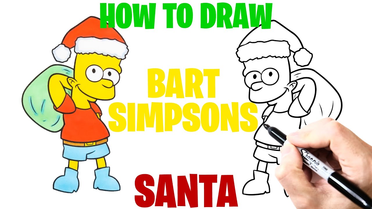 How to Draw Bart Simpsons Santa suit 🎅 Christmas drawing | Art for Kids ...