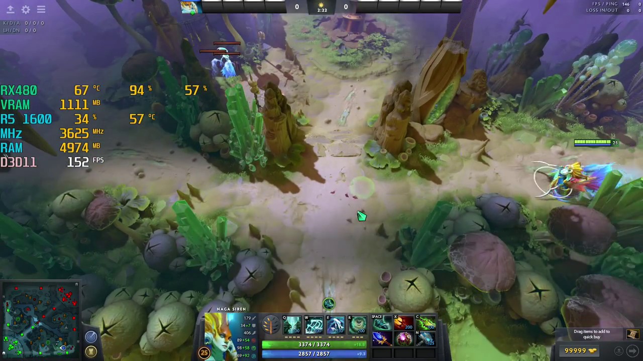 AMD Ryzen 5 1600 and Radeon RX 480 || Dota 2 7.19 Patch Ultra settings ...