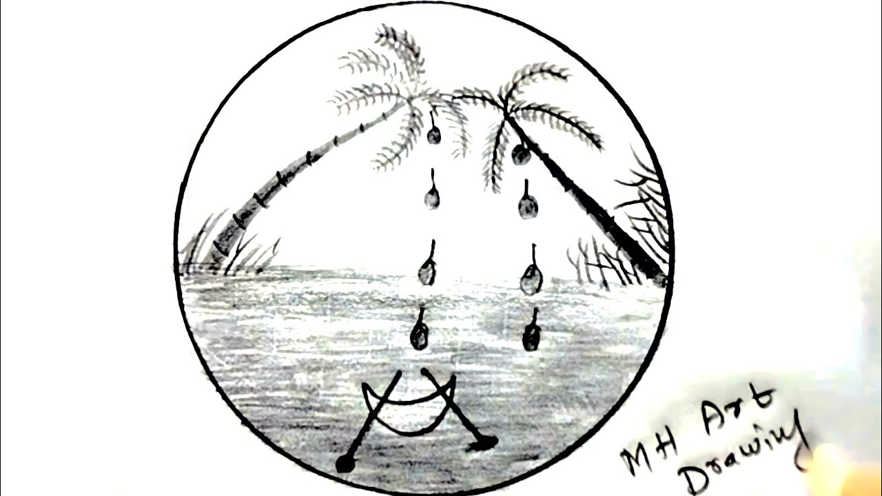 Scenery Beautiful Drawing Easy - Pencil Drawing - Mh Art Drawing - YouTube