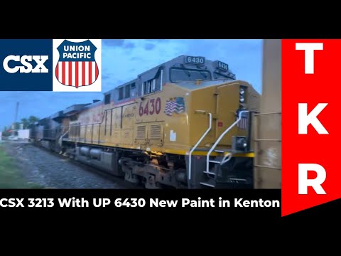 CSX 3213 With UP 6430 New Paint Manifest Train trough Kenton Ohio - YouTube