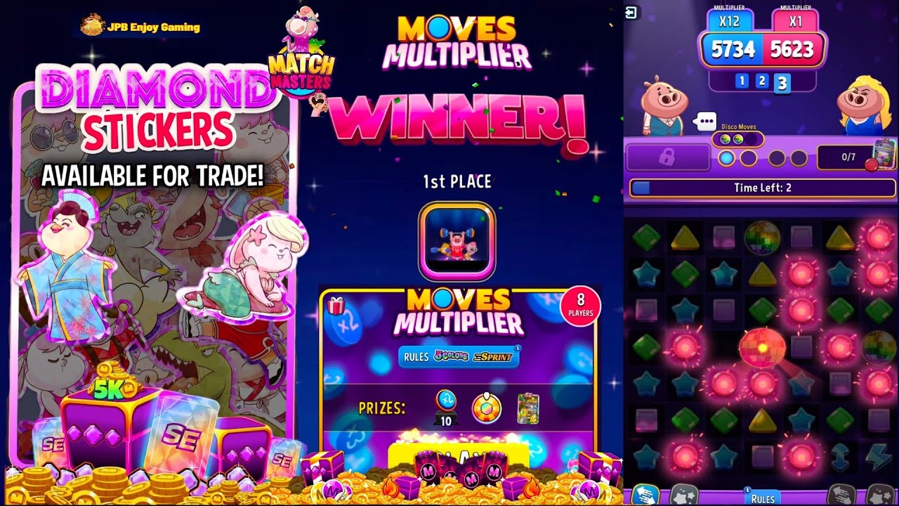 Trade Diamond stickers, Move Multiplier tournament Match Masters. - YouTube