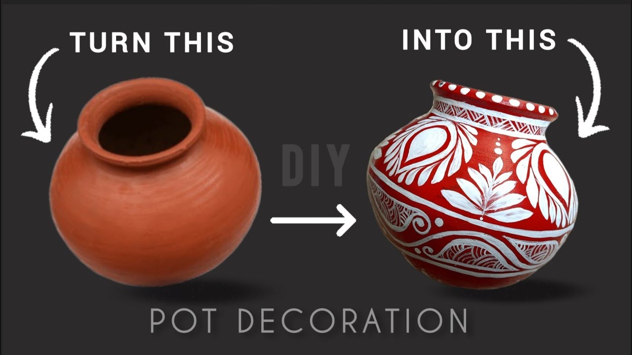 Easy Pot Decoration Ideas | How to decorate Kalash for Navratri ...