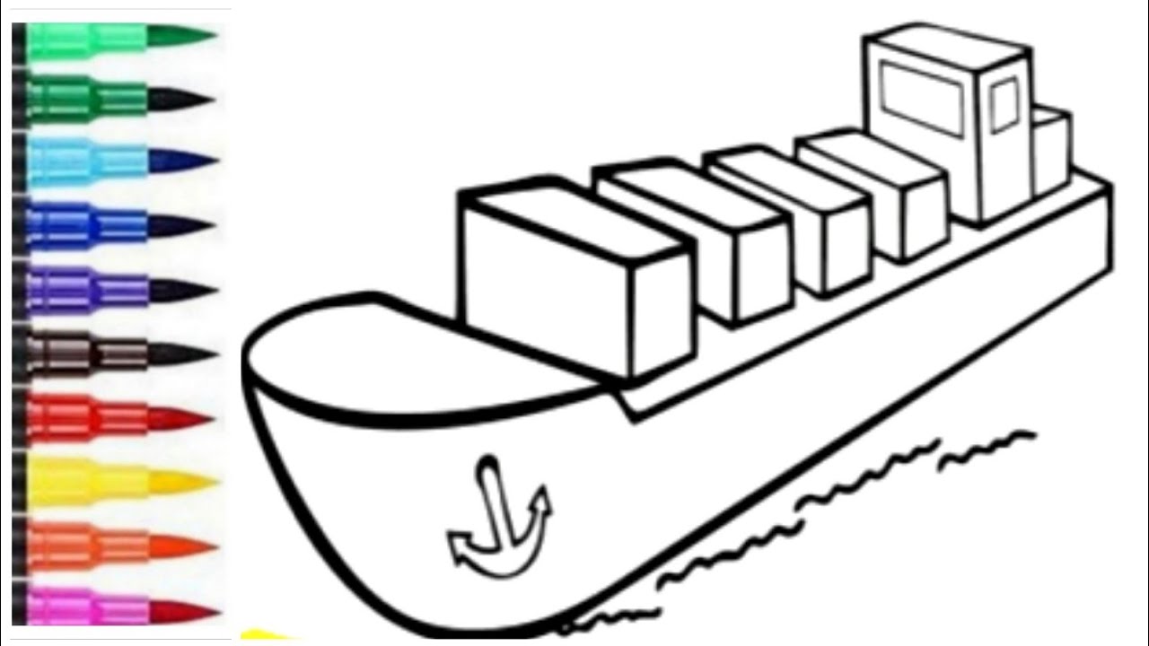 How to Draw ship 🚢 ||Ship container drawing and colouring||toddlers ...