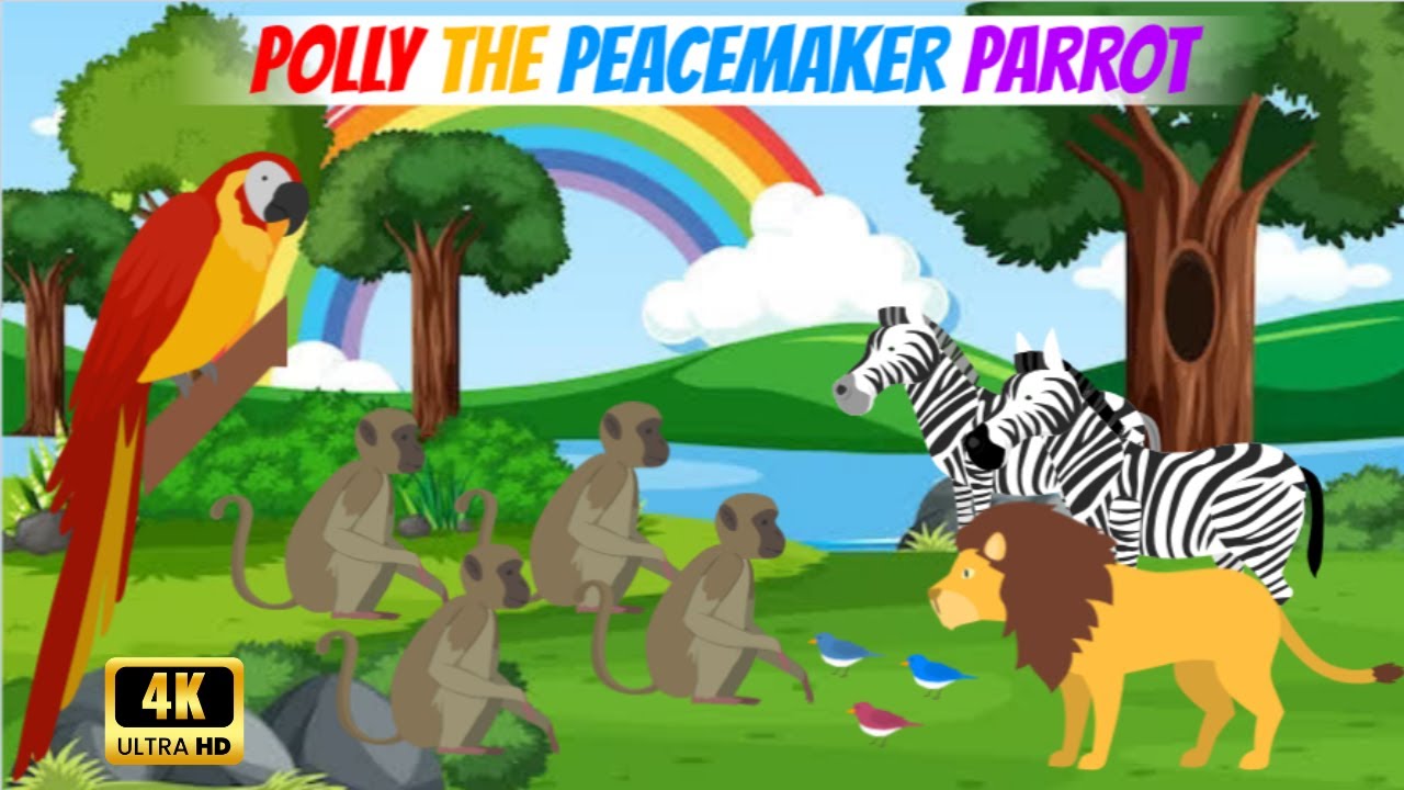 Polly the Peacemaker Parrot Animal Stories #animalstories #kidsvideo # ...