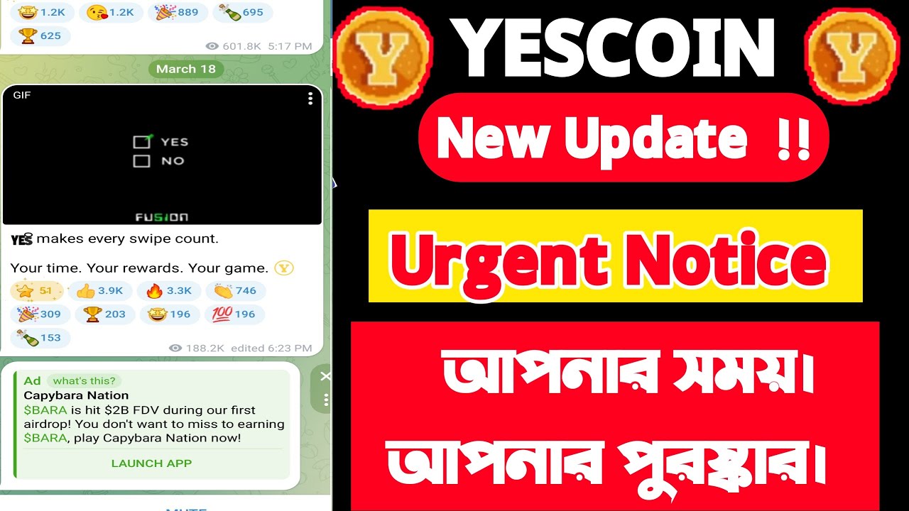 YesCoin new update today!! yescoin listing date || yescoin||প্রতিটি ...