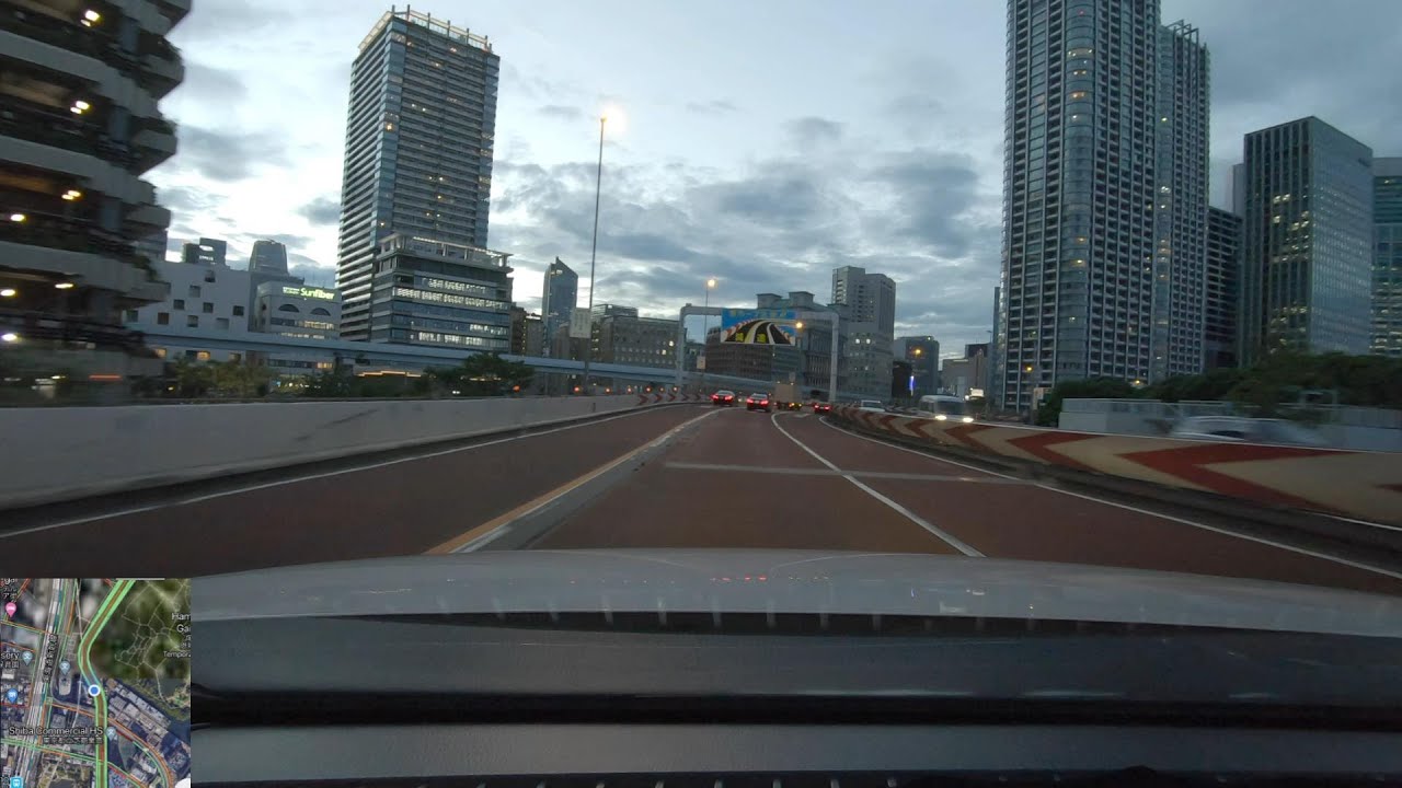 Tokyo Japan expressway driving C1(Circular1 counterclockwise)→Rainbow ...