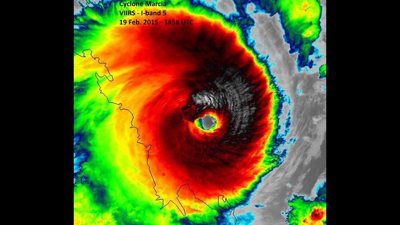 Category Five Cyclone Marcia Hitting Queensland - YouTube