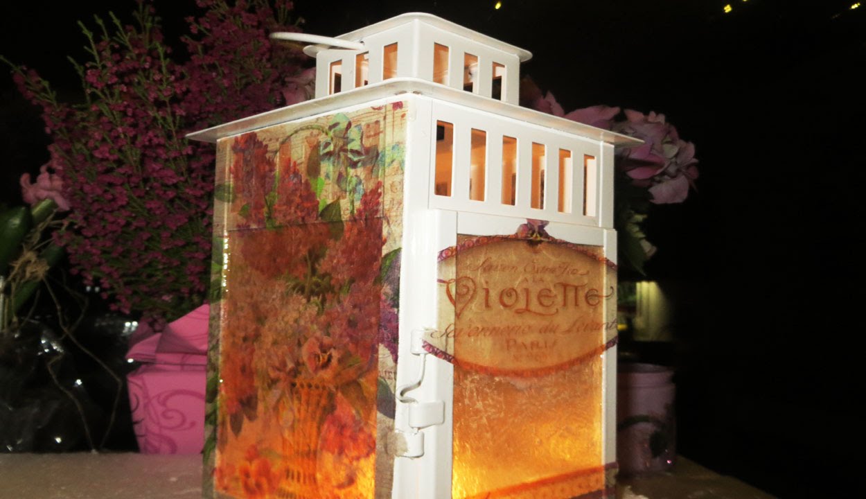 DIY Decoupage Ikea Lantern w Rice Paper - YouTube