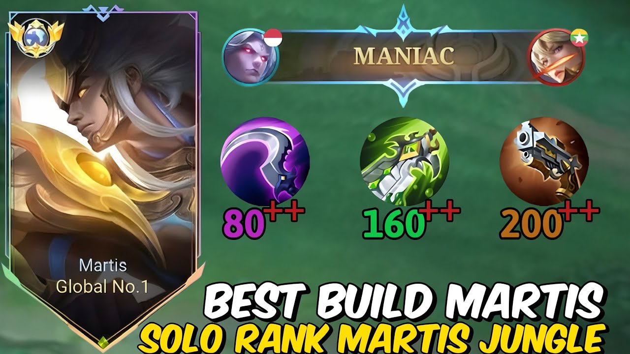 BEST BUILD MARTIS ‼️ SOLO RANK MARTIS JUNGLE - Mobile Legends - YouTube