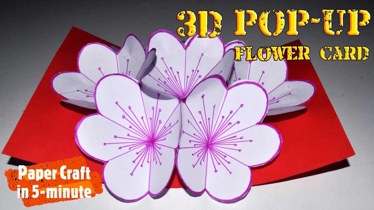 3D popup flower card making | paper flower book | @papercraftin5-minute ...