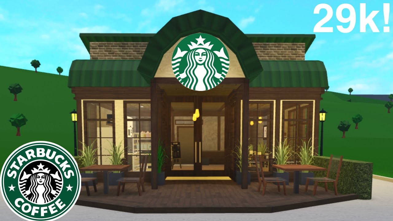 No gamepass mini Starbucks ☕️|29k!| speedbuild & tour | Roblox bloxbury ...
