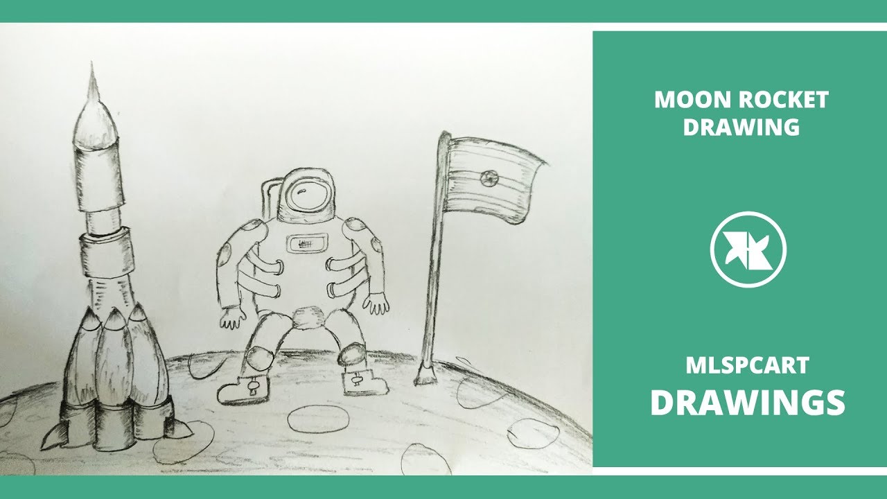How to Draw Moon Rocket Easy Way | Rocket Step by Step Drawing for kids ...