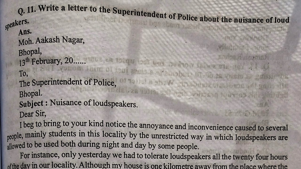 Write A Letter To Superintendent Of Police About The Nuisance Of write-a-letter-to-superintendent-of-police-about-the-nuisance-of