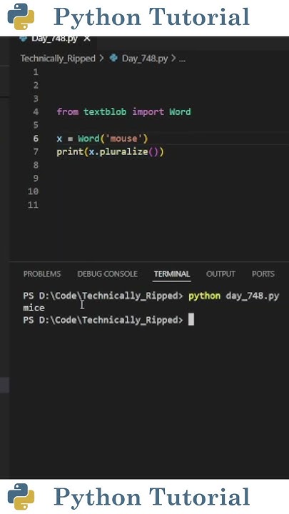 Singular to Plural in Seconds with TextBlob | Python Tutorial - YouTube