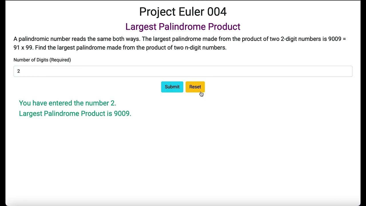Project Euler 004 - Largest Palindrome Product - YouTube