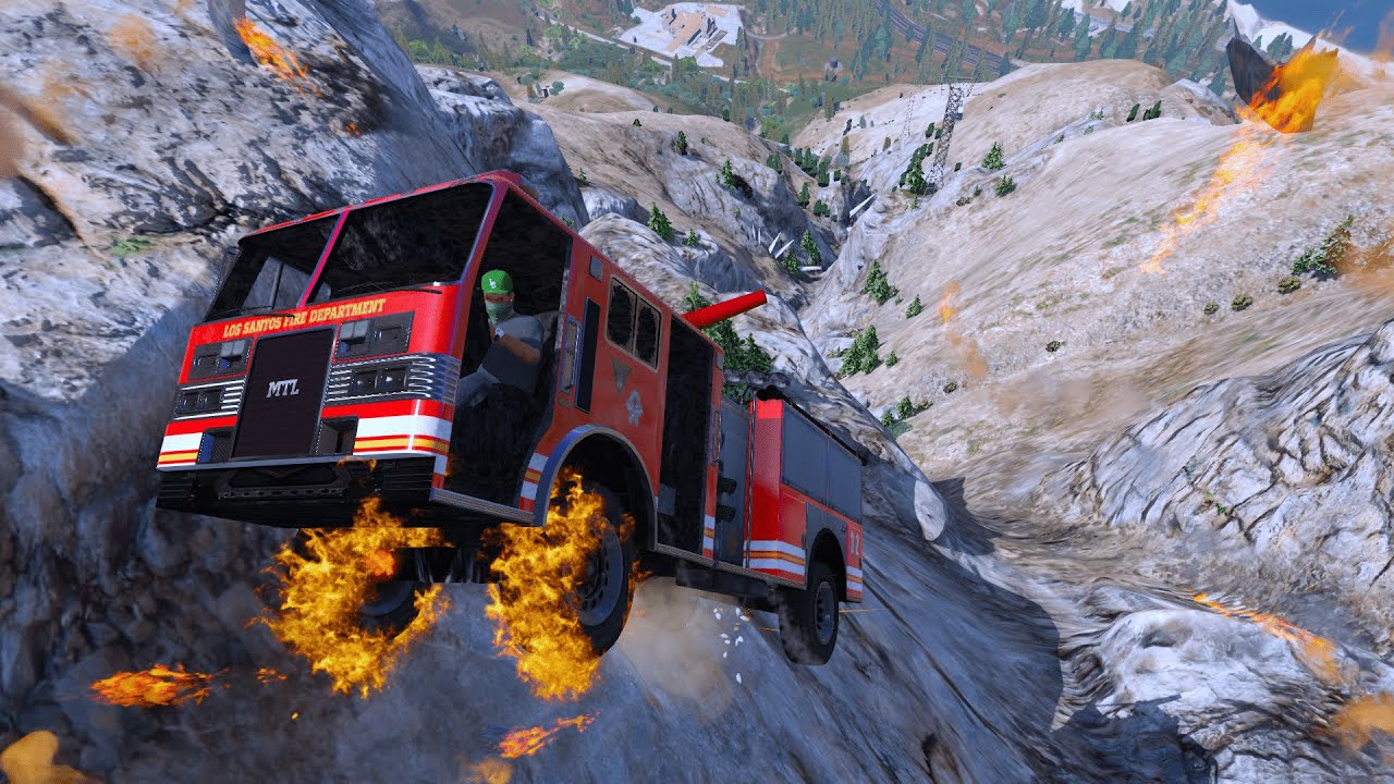 GTA 5 CLIFF DROP REALISTIC VEHICLE CRASH TEST WITH REAL CAR MODS #5 ...